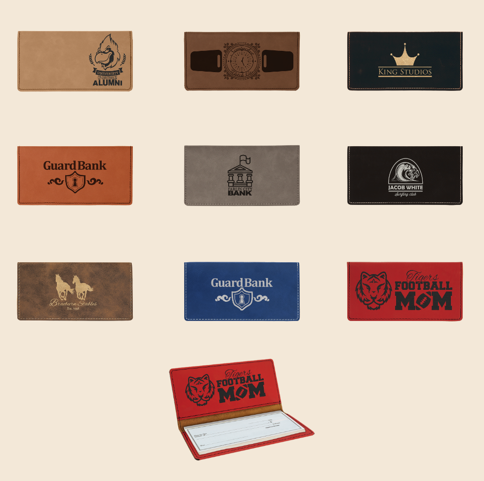 Engraved Leatherette Checkbook Covers - Focused Laser Works