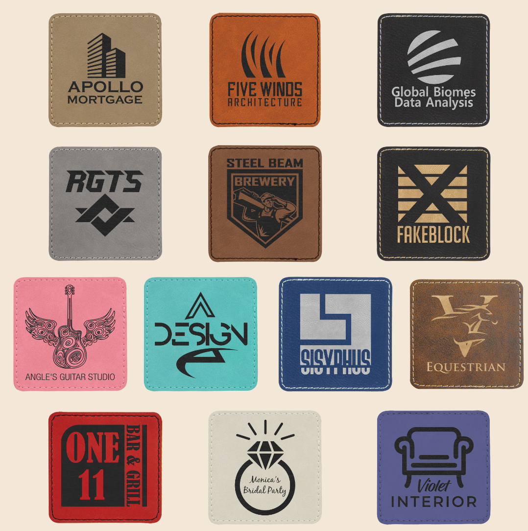 Engraved Leatherette Square Patches - Focused Laser Works