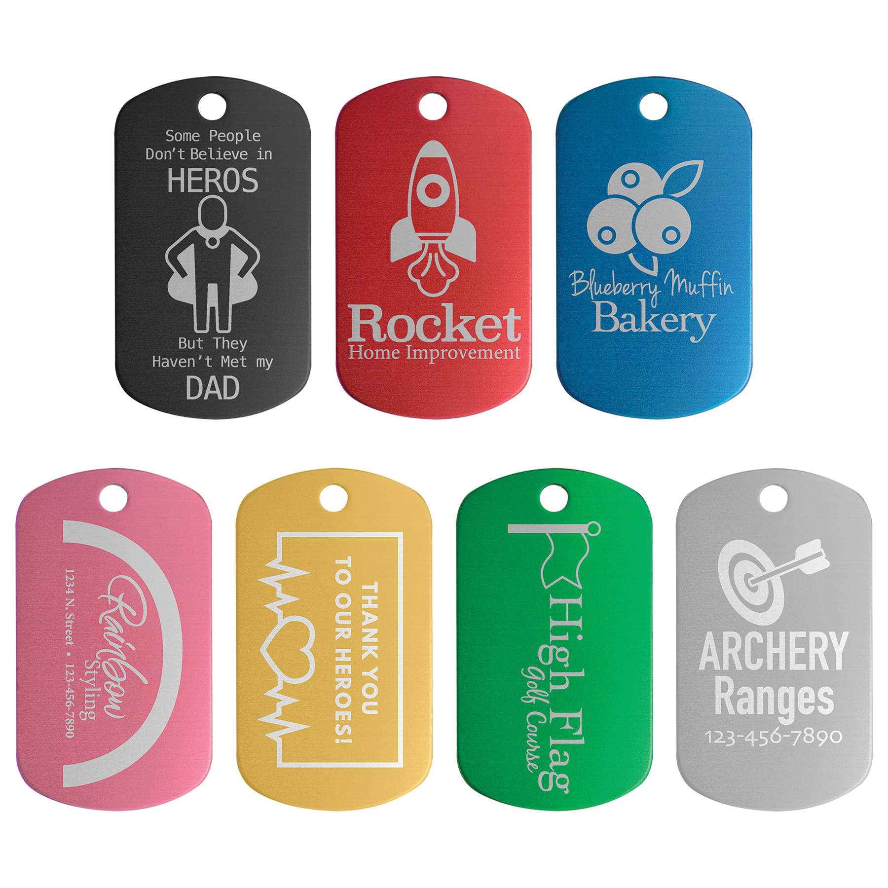 Engraved Aluminum GI Tags - Focused Laser Works