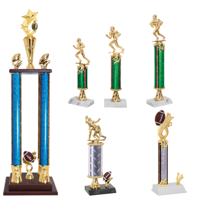 Engraved Football Column Trophies - Focused Laser Works